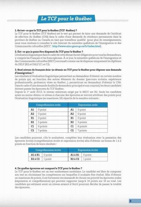 abc TCF pour le Québec
